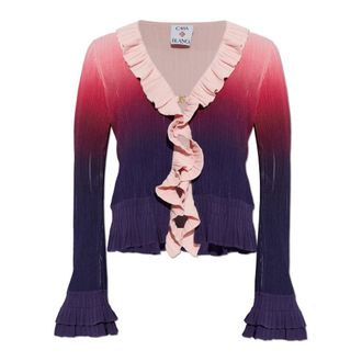 Casablanca Ruffled Cardigan - - Knitwear - Damen - Rosa - M