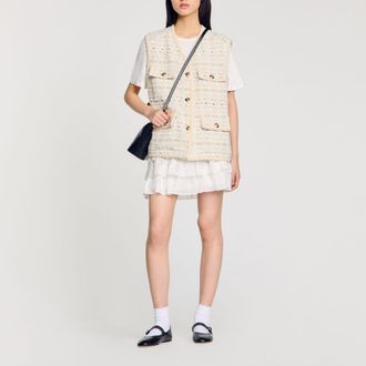 Sandro &Auml;rmellose Jacke aus Tweed