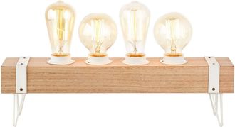 Brilliant Lampe White Wood Tischleuchte 4flg beton/holz hellweiß | 4x A60, E27, 60W, geeignet für Normallampen (nicht enthalten) | Skala A++ bis E | Mit Schnurz