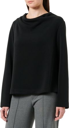 s.Oliver Black Label Damen Sweatshirt mit Wasserfall Kragen Black, 38