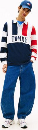 Tommy Jeans Langarm-Poloshirt TJM RELAXED FIT ARCHIVE RUGBY Relaxed fit mit Markenprint