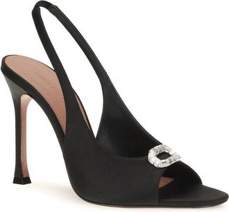 Amina Muaddi Mini Camelia Heel Sandal - Black