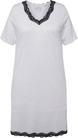 Ulla Popken Nightgown, Dentelle et Pois 830470 Chemise de Nuit, Blanc, 50-52 Femmes