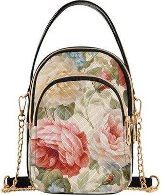 Mnsruu Sac à bandoulière pour femme - Motif cachemire - Rose et rose - Avec sangle réglable