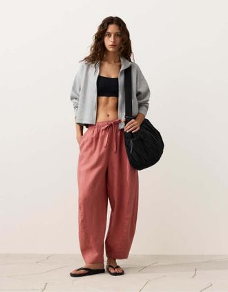 Oysho Oysho - Pantalon bouffant en lin - Corail-Orange