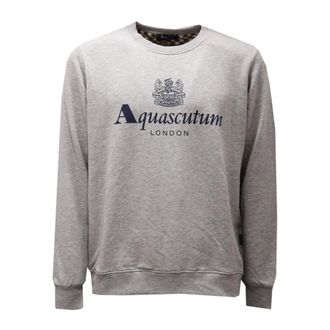 Aquascutum Homme, Sweatshirts et sweats &agrave; capuche, Gris, Taille: XL Qmf002L0 Cotton SweaT-shirt