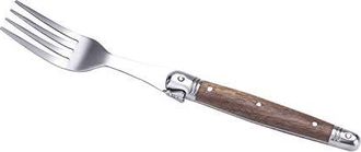 Laguiole Box 6 Gabeln - Griffe aus Nussbaumholz - Biene, Emblem der Marke, am Rand geformt - Geschenkbox