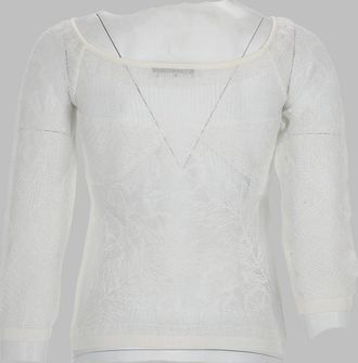Alberta Ferretti Viscose Net-Knit Blouse - White
