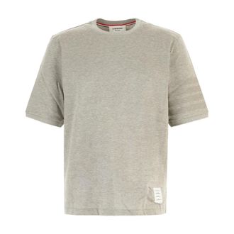 Thom Browne Grosgrain-Besetztes Baumwoll-Jersey-T-Shirt - - Tops - Herren - Grau - XL