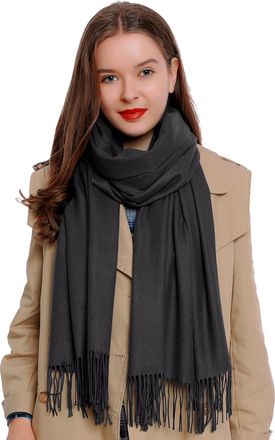 DonDon Schal Damen Winter Wollschal Winterschal warm weich 185 x 65 cm Anthrazit