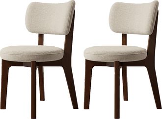 Generic Esszimmerstühle Aus Massivholz, 2er-Set, Gepolsterte Küchen-Seitenstühle Im Mid-Century-Modern-Stil Mit Rückenlehne, Armlose Akzentstühle Aus Gummibau