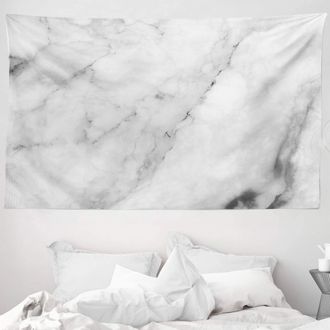 Abakuhaus Marmor Wandteppich und Tagesdecke Granit Oberfl&auml;che Motivaus Weiches Mikrofaser Stoff 230 x 140 cm Wand Dekoration,Grau Staub Wei&szlig;