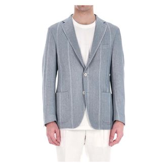 Eleventy Veste ray&eacute;e en m&eacute;lange lin-coton confort - Homme - Vestes - Bleu - Taille: M
