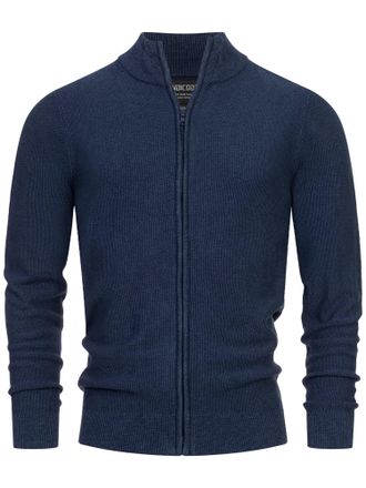Indicode Herren INWestmoon Strickjacke mit Stehkragen | Fein-Strick Cardigan aus Baumwollgemisch Navy, 3XL