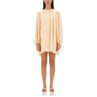 Chlo&eacute; Gathered Silk Dress - Femme - Robes - Rose - Taille: 36 FR