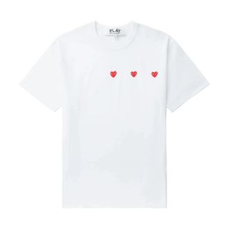 Comme Des Gar&ccedil;ons Triple Hearts Logo T-Shirt - - Tops - Herren - Wei&szlig; - S