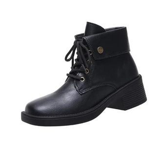Generic Bottes &agrave; lacets pour femme - Style britannique &eacute;l&eacute;gant et confortable - Style britannique - Style classique - Pour le quotidien, Noir, 37.5 EU