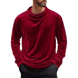 Generic Sweat-shirt en velours &agrave; manches longues pour homme - Chaud - Tendance - Uni - Col rond - Coupe ample - Confortable - Respirant - V&ecirc;tements de sport p