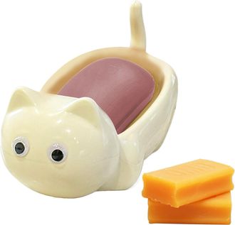 Generic Duschseife, Seifenhalter f&uuml;r Dusche - Katzen-Design selbstgemachte Seifenschachtel, tragbare Aufbewahrungsbox, Haushaltszubeh&ouml;r f&uuml;r Badezimmer, K&uuml;che