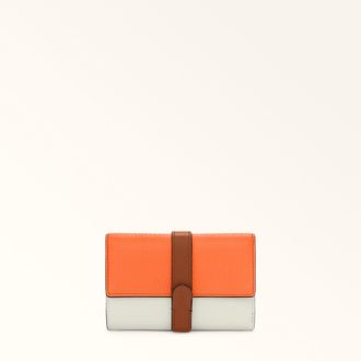 Furla Grazia Kompaktes Portemonnaie M Paprika Weiches Roma-kalbsleder Mit Colourblock + Genarbtes Kalbsleder Damen