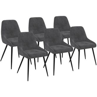 IDMarket Idmarket - Lot de 6 chaises thalya en velours gris fonc&eacute; avec accoudoirs