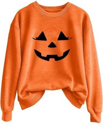 Generic Sweat-shirt &agrave; capuche d&eacute;contract&eacute; &agrave; col rond pour femme - Printemps 2026 - Pour lautomne et lhiver - Style confortable, Orange, XXL