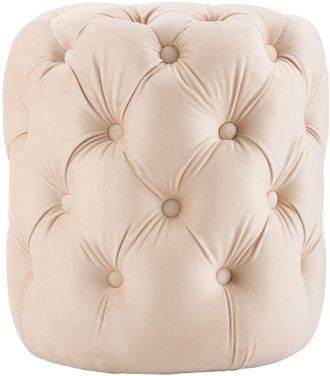 Clp Sitzhocker Samt rund Drancy, gepolstert mit Zierkn&ouml;pfen, Chesterfield-Optik, Polsterhocker f&uuml;r Wohnzimmer & Schlafzimmer, Farbe:Creme, Gr&ouml;&szlig;e:M