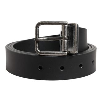 Dolce & Gabbana Schwarzer Klassischer Leder Metall G&uuml;rtel Schnalle - - Accessories - Herren - Schwarzk - ONE SIZE