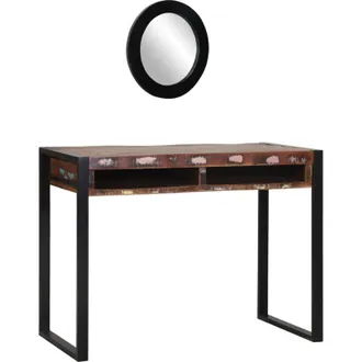 vidaXL Vidaxl - Coiffeuse avec &eacute;tag&egrave;re Multicolore Bois massif de r&eacute;cup&eacute;ration
