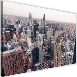 Feeby Bild auf Leinwand Landschaft Kunstdruck Modern Architektur Stadt bunt 90x60 cm