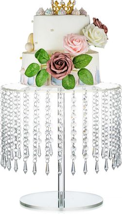 Nuptio Acryl Kuchenst&auml;nder Cupcake St&auml;nder 31cm Durchmesser Klar Nachmittagstee Dessert Tasse Kuchen Servierplatte mit Kristall Kronleuchter f&uuml;r Hochzeit Geb
