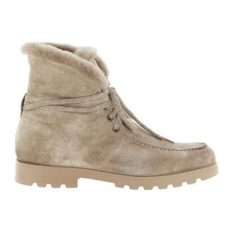 Santoni Botte Desert en Daim avec Bordure en Fourrure - Femme - Chaussures - Beige - Taille: 38 EU