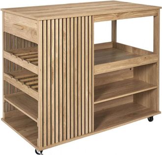 Altobuy Altobuy - pajan - Ilot de Cuisine Multi-Rangement Effet Bois avec Tasseaux