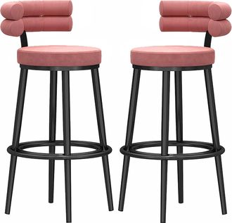 Generic Samt-Barhocker, Thekenh&ouml;he, 360&deg; drehbare Barhocker mit R&uuml;cken- und Fu&szlig;st&uuml;tze, K&uuml;chen-, Pub-, Caf&eacute;-, ESS- und K&uuml;cheninsel-Barhocker, 136 kg