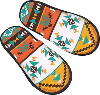 Generic Pantoufles En Feutre G&eacute;om&eacute;trie Ethnique Azt&egrave;que Abstraite Cozy Pantoufles DHiver Portative Maison Slippers Pour Chambre Voyage Femmes L