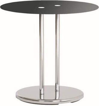 Haku Möbel Beistelltisch Chrom, schwarz, Metall, Sicherheitsglas - Maße: H 55 cm x Ø 40 cm, Style: Modern