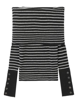 Free People pull rayé à épaules dénudées - Noir