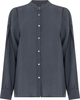 120% Lino Femme, Blouses et Chemises, Gris, Taille: 38 FR Chemise en lin