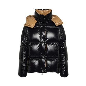 Moncler Parana Kapuzen Kurze Daunenjacke - - Jackets - Damen - Schwarzk - XL