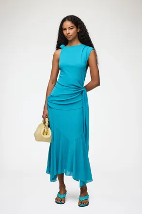 Ganni Langes Kleid aus meliertem Netzstoff - Gr&ouml;&szlig;e 42 River blau