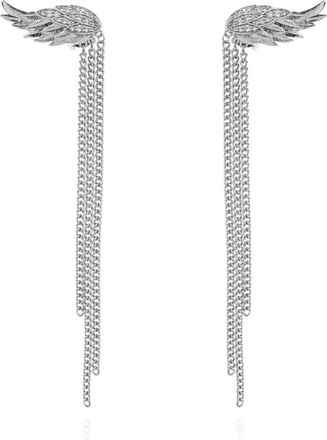 Zadig&Voltaire Femme, Accessoires, Gris, Taille: ONE Size Longues boucles doreilles avec cristaux scintillants