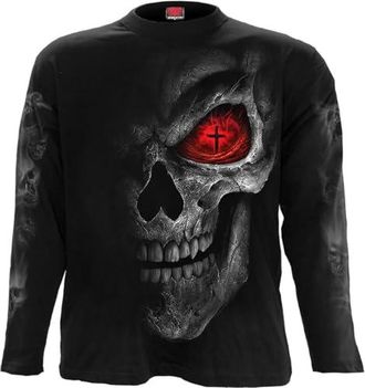Spiral Death Stare Homme T-Shirt Manches Longues Noir XXL 100% Coton Regular/Coupe Standard