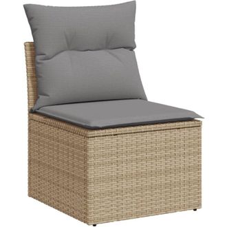 vidaXL Gartensessel ohne Armlehnen mit Kissen Beige Poly Rattan Vidaxl