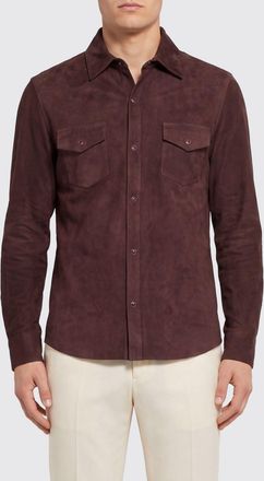 Eleventy Chemise slim fit en cuir su&eacute;d&eacute; avec poches plaqu&eacute;es