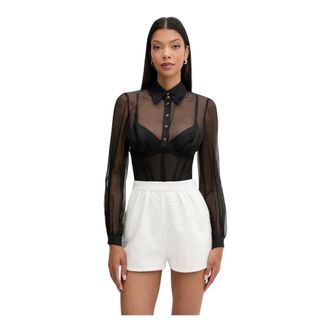 Elisabetta Franchi Organza- und Boucl&eacute;-Tweed-Strampler - - Jumpsuits & Playsuits - Damen - Schwarzk - XS