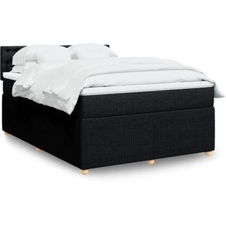 vidaXL Vidaxl - Sommier &agrave; lattes de lit avec matelas Noir 160x200 cm Tissu