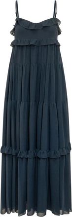 Michael Kors Femme, Robes, Bleu, Taille: 38 FR Tiered Ruffle Maxi Dress