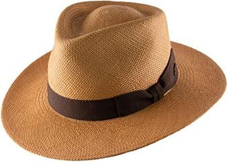 Classic Italy Authentique Chapeau Panama, tressage Traditionnel en Équateur Homme ou Femme Brisa Diamond - Taille 59 cm - Marron