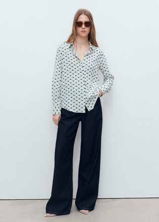 Mango Chemise &agrave; imprim&eacute; g&eacute;om&eacute;trique bleu - Femme - XS - MANGO