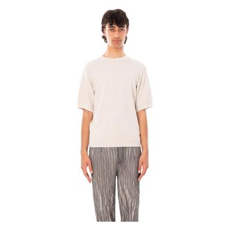 Transit Par-Such Baumwoll Rippstrick Boxy T-Shirt - - Tops - Herren - Beige - M